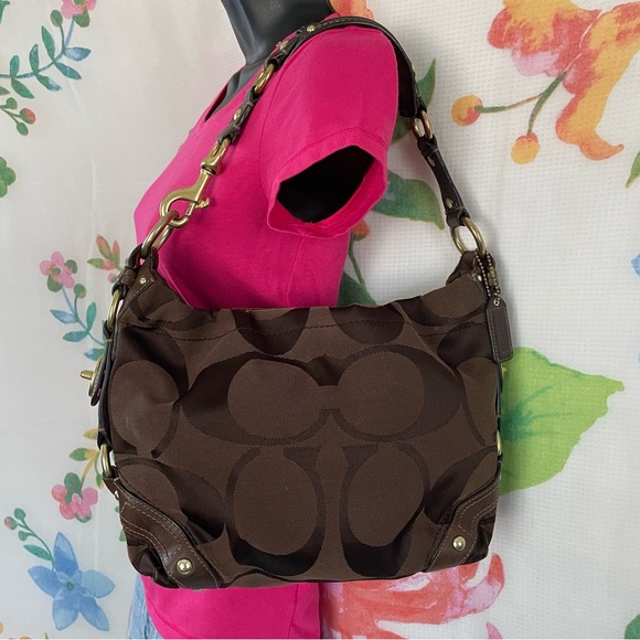 Coach | Bags | Coach Carly Signature Hobo Bag Dark Brown 1648 | Poshmark